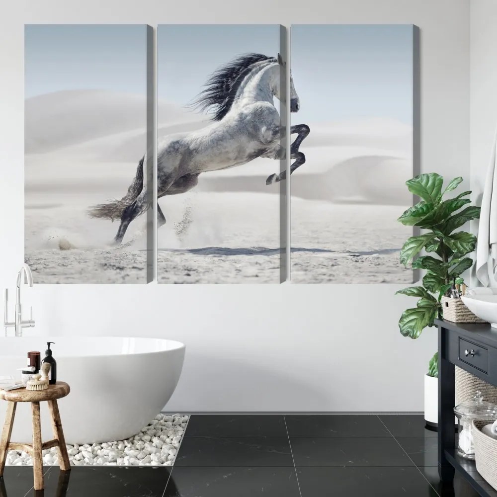 Vícedílný obraz Kůň V Poušti 3D Nedostatek Nedostatek Plátno Canvas 120x80