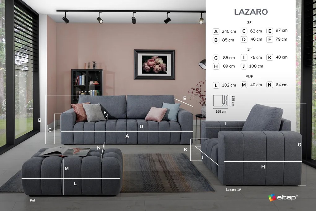 Lazaro 3+1+taburet Materiál / Dekor: Monolith 77