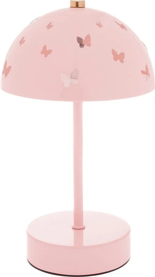 Růžová kovová dětská stolní lampa Butterfly – Dakls