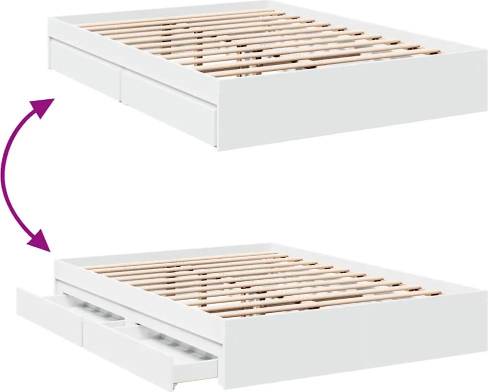 Rám postele se zásuvkami bílý 120 x 200 cm kompozitní dřevo 3280664