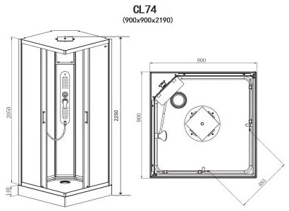 MONTÁŽ BEZ SILIKONU - Sprchový box SKY 2 90x90x225 (CL74)