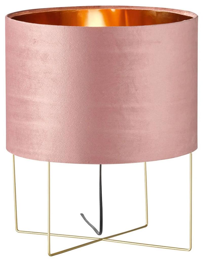 Stolní lampa Aura, samet, výška 43 cm, růžová