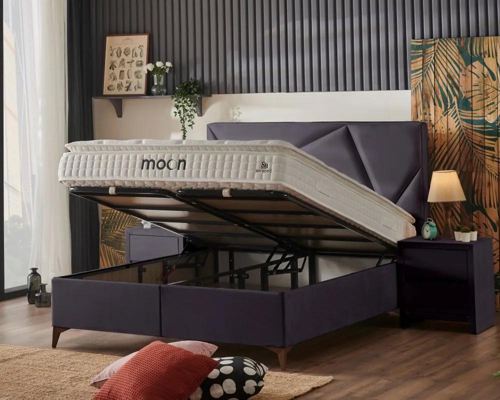 Čalouněná postel MOON s matrací - antracit 90 × 200 cm