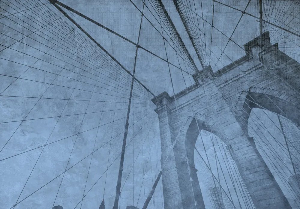 Fototapeta Brooklyn Bridge Grunge Blue Strukturální vinyl 104x70.5