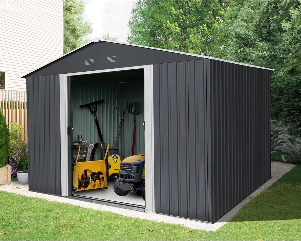 Riwall PRO RMSA 8x10 Anthracite - zahradní domek kovový 3 x 2,4 m se sedlovou střechou antracit
