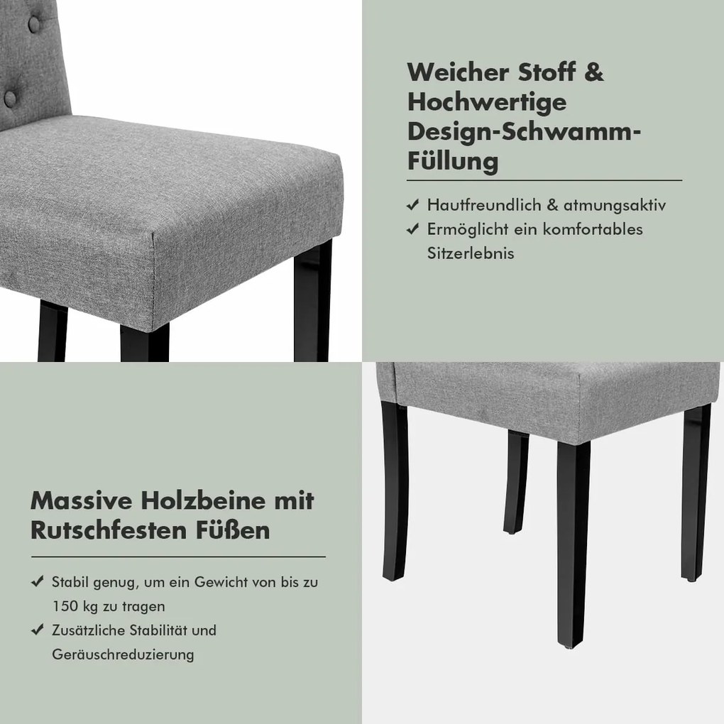 Costway Sada 2 knoflíkových všívaných jídelních židlí Polstrované
