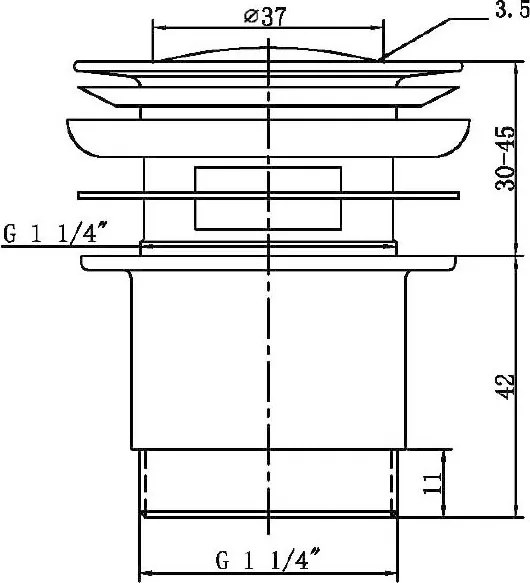 Sapho Umyvadlová výpust 5/4“, click-clack, malá zátka, 30-45mm, chrom CV1008