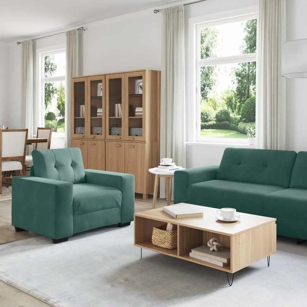 Set pohovek 3 ks Tmavě zelená samet 3324641