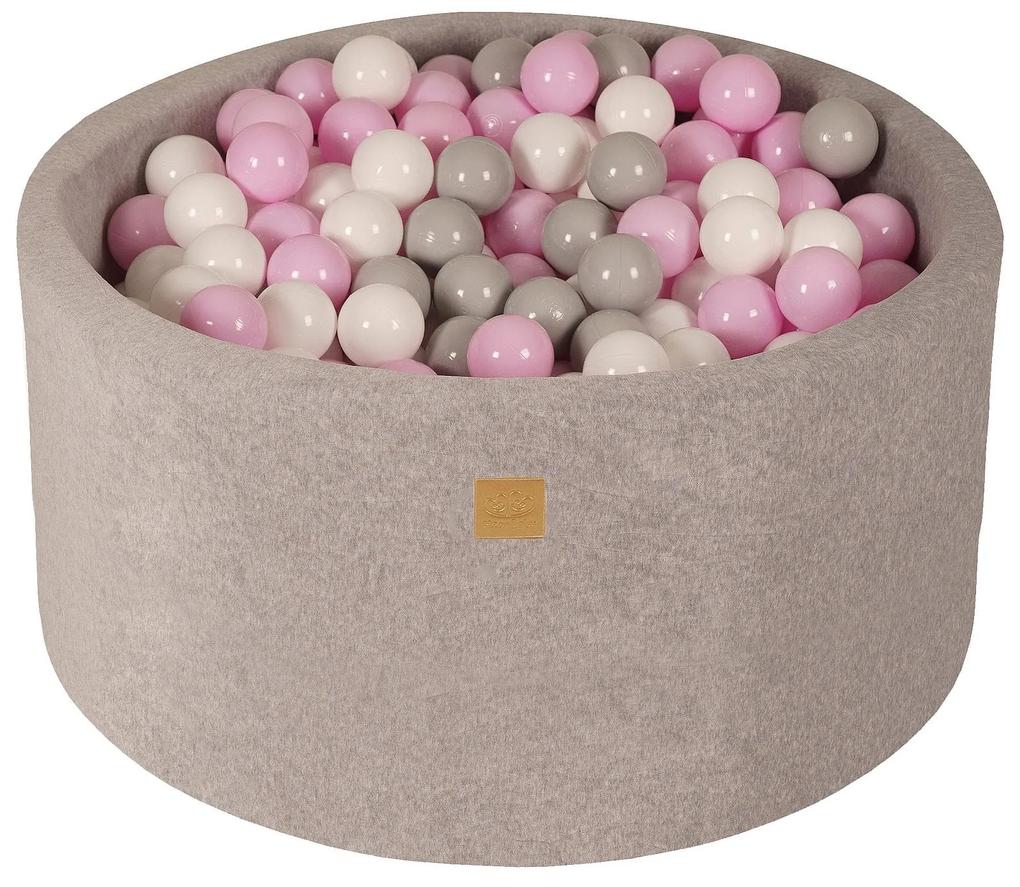 Suchý bazének s míčky 90x40cm s 200 míčky, šedá: bílá, šedá, pastelově růžová