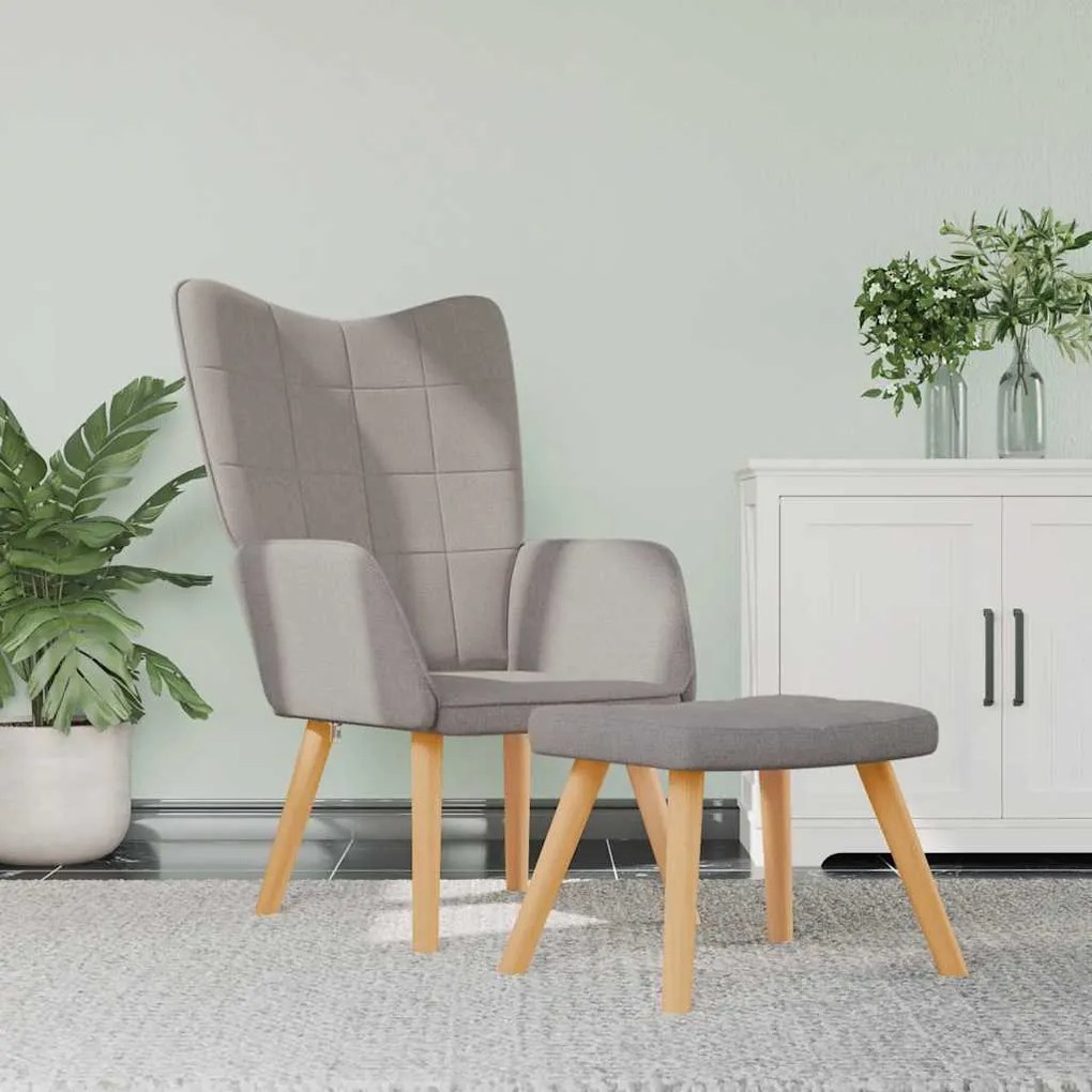 Relaxační křeslo se stoličkou taupe textil 327939
