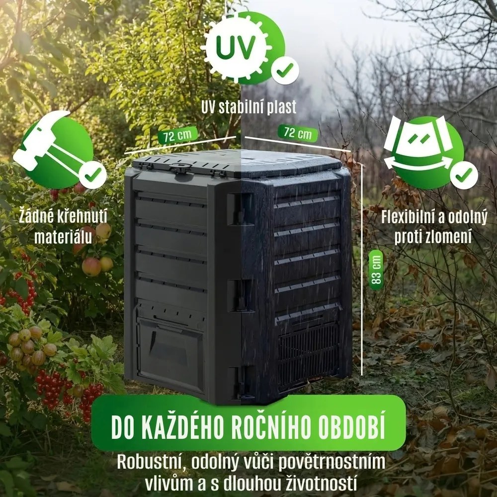 Zahradní kompostér COMPOGREEN, 800l, černá Prosperplast