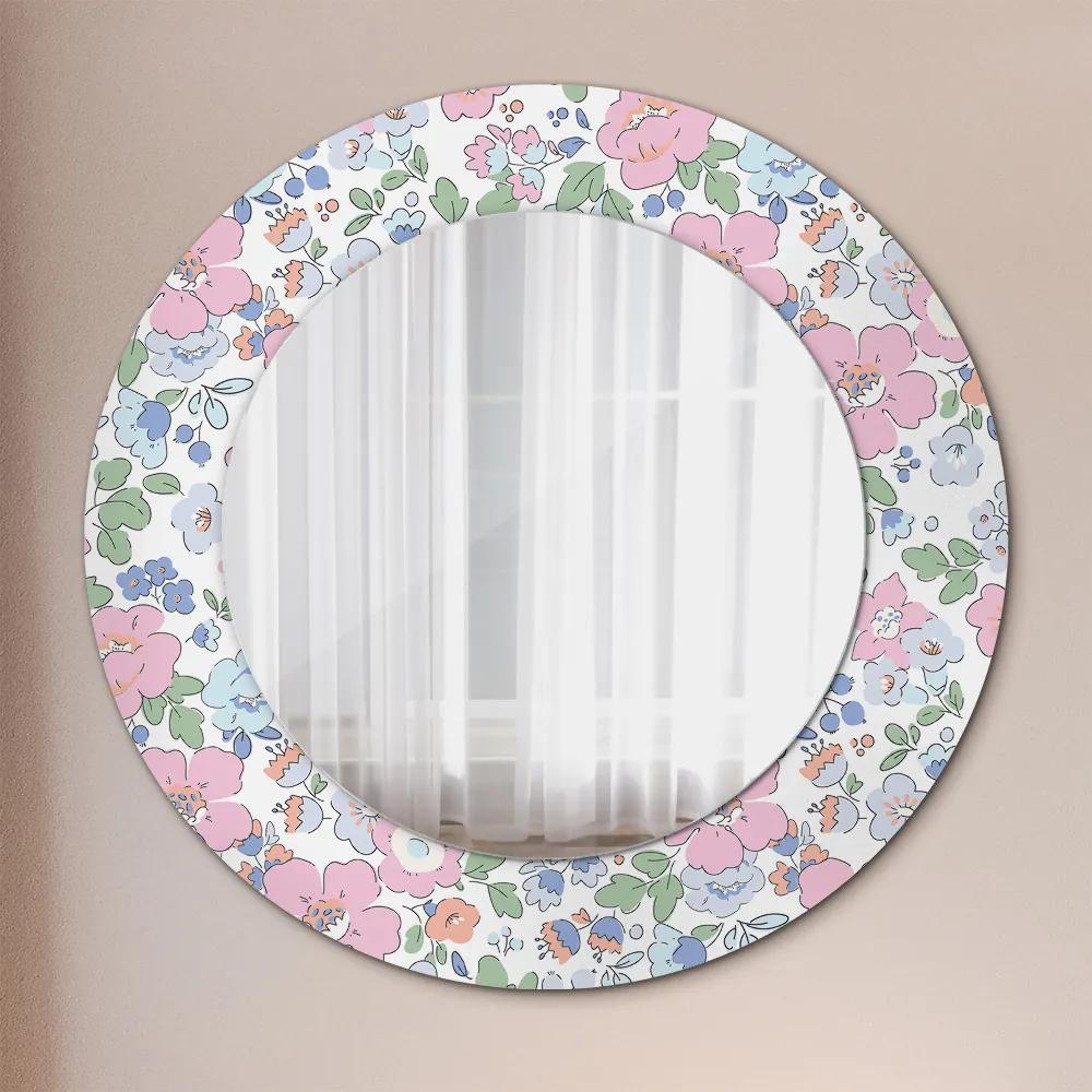 Kulaté dekorativní zrcadlo Jemné květiny fi 50 cm