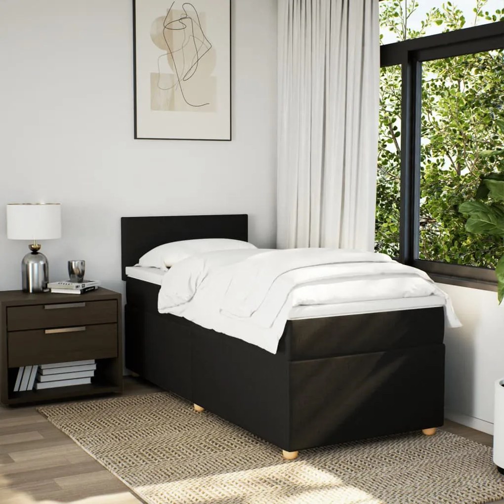 Box spring postel s matrací černá 80 x 200 cm textil 3286502