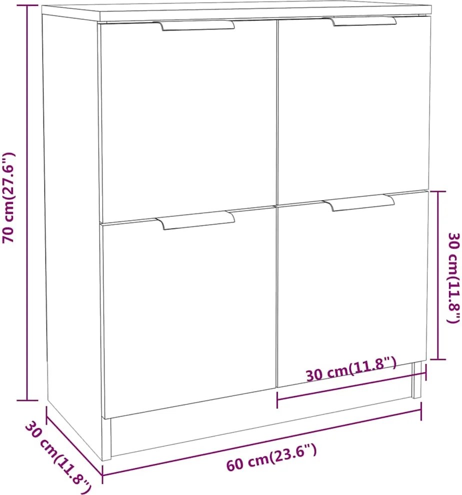 Příborníky 2 ks dub sonoma 60 x 30 x 70 cm kompozitní dřevo 3115806