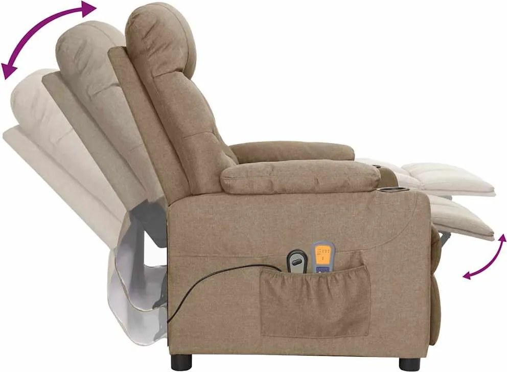 Elektrické masážní křeslo taupe textil 3098835