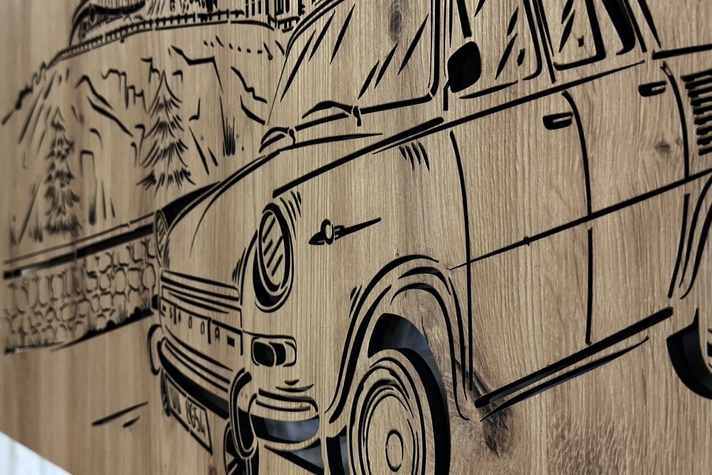 Li-Go "Škoda MB" světelný obraz 230V 100x70 cm provedení povrchu: bříza