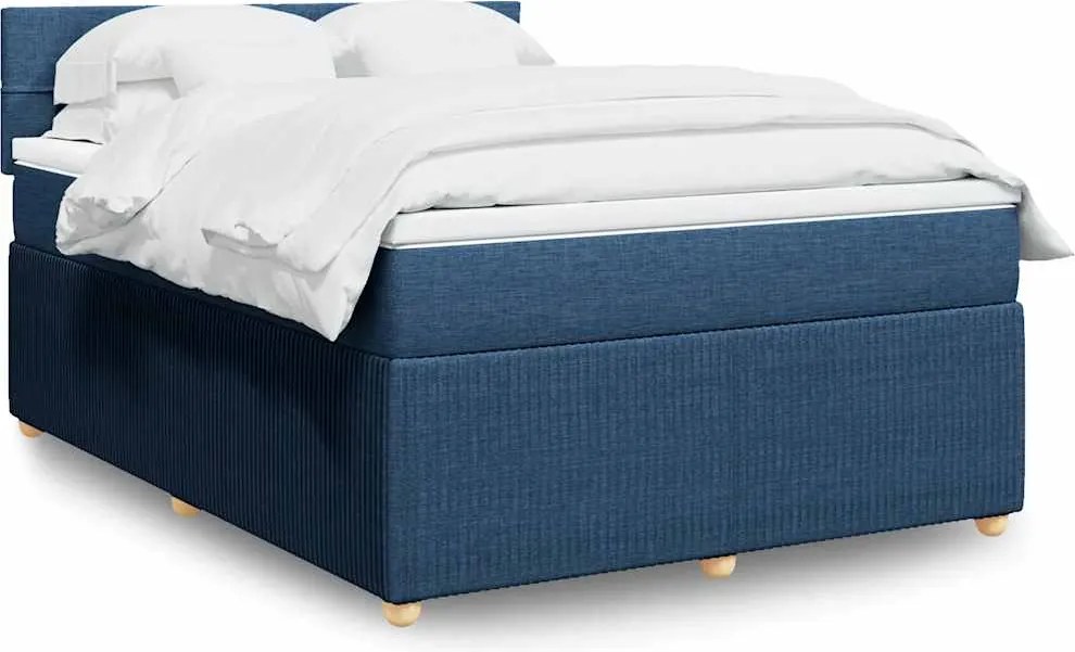 Box spring postel s matrací modrá 140x200 cm textil 3289785