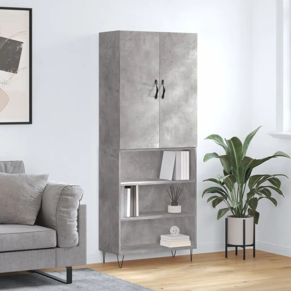Skříň highboard betonově šedá 69,5x34x180 cm kompozitní dřevo