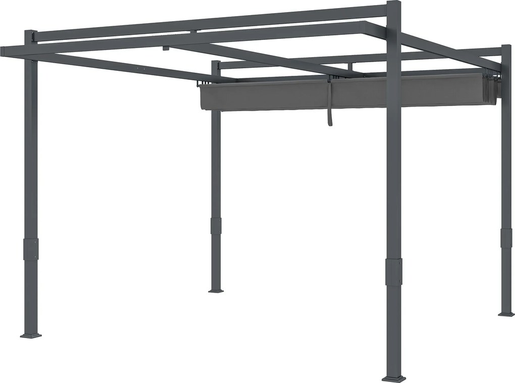 Pergolový altán cca 3,5x3 m Hliník Stabilní zimní ochrana proti slunci s nastavitelnou posuvnou střechou Šedá barva