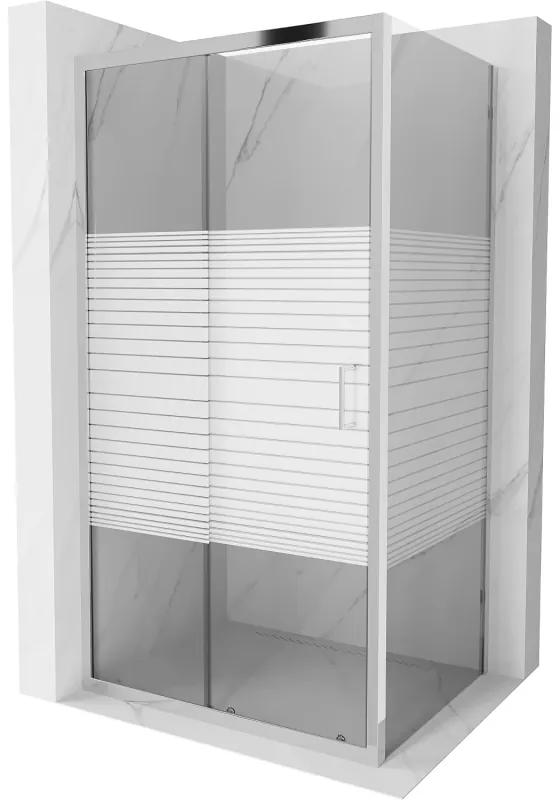 Mexen Apia rozsouvací sprchový kout 100 x 70 cm, Pruhy, Chromovaná - 840-100-070-01-20
