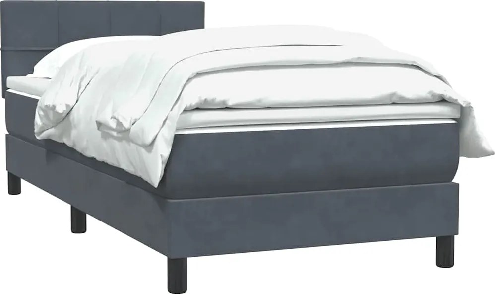 Box spring postel s matrací tmavě šedá 80x220 cm samet 3316234
