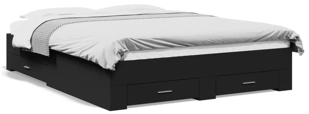 Rám postele se zásuvkami černý 140 x 200 cm kompozitní dřevo,  3280385