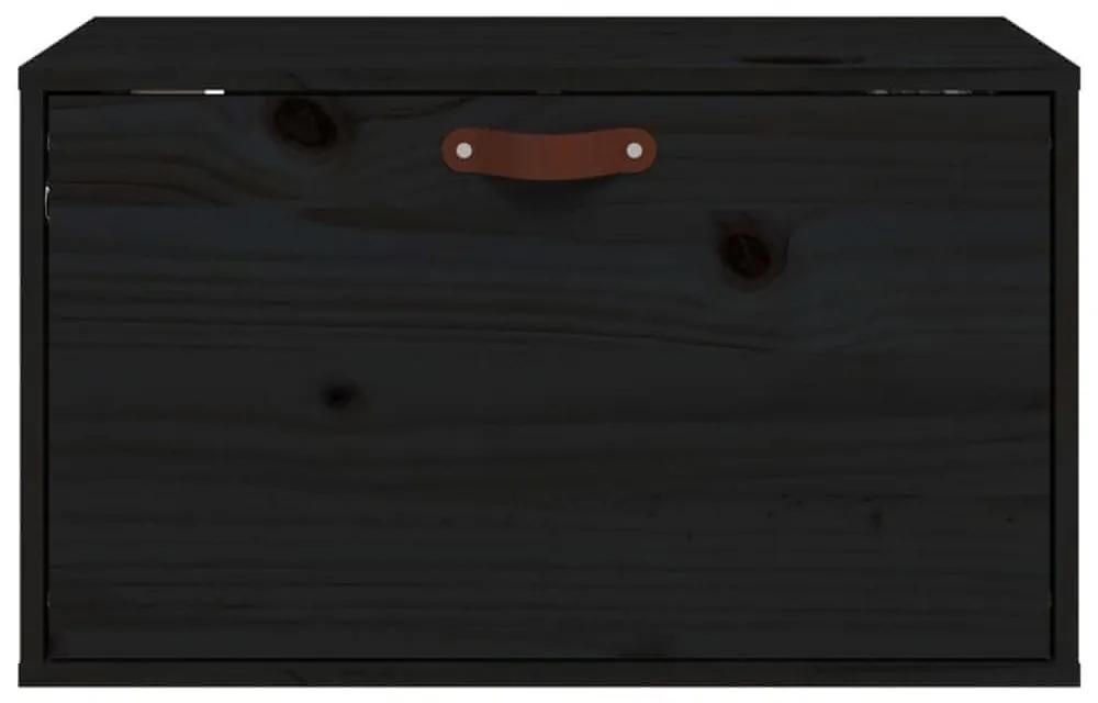 Petromila Nástěnná skříňka černá 60x30x35 cm masivní borové dřevo