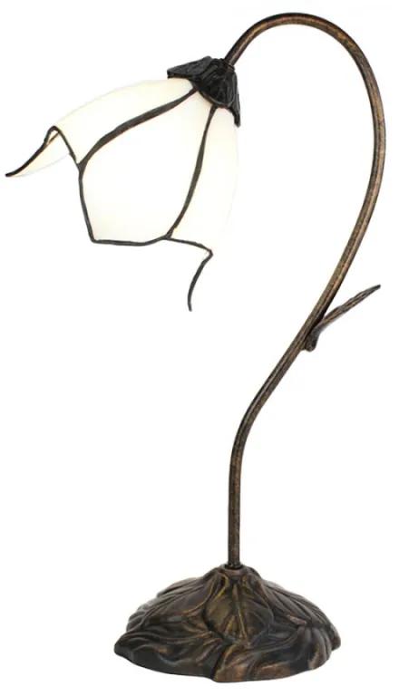 Bílá stolní Tiffany lampa ve tvaru květu Jurren – 30x17x48 cm
