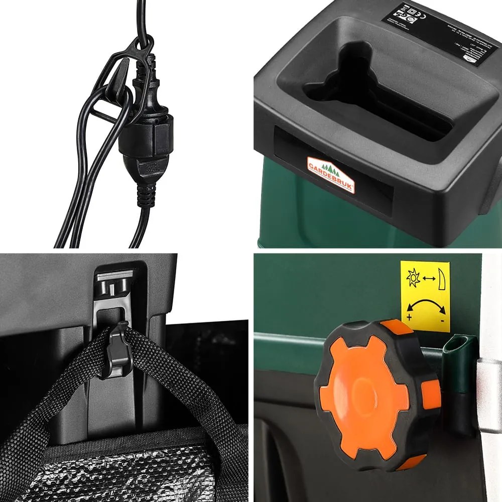 Zahradní štěpkovač/drtič DIOX+2x 60l pytel, 3100W černá/zelená Gardebruk