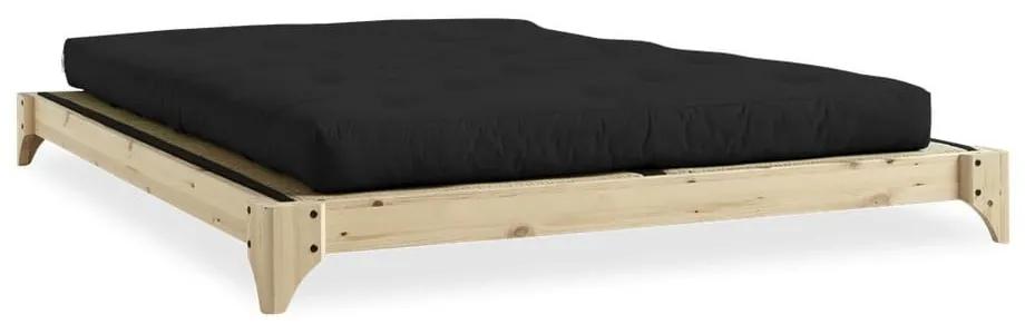 Dvoulůžková postel z borovicového dřeva s matrací a tatami Karup Design Elan Double Latex Natural Clear/Black, 140 x 200 cm