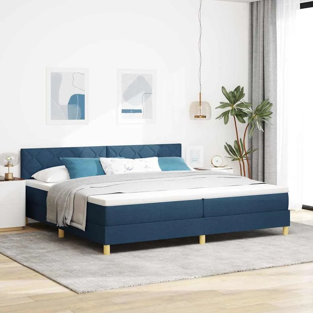 Postel s boxspringem s polštářem Modrá 200 x 200 cm textil 3339027