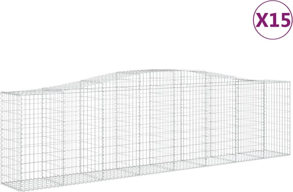 Klenuté gabionové koše 15ks 400x50x100/120cm pozinkované železo 3145965
