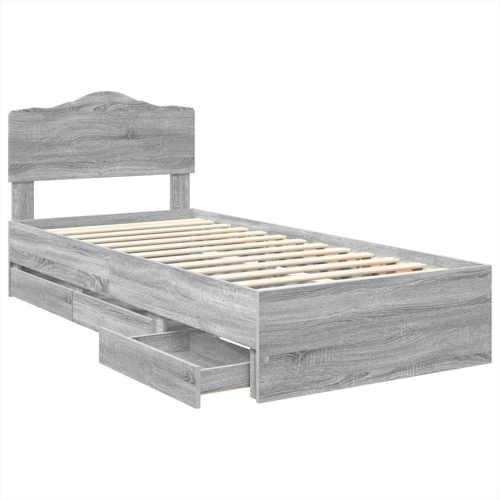 Rám postele s čelo Šedá Sonoma 75 x 190 cm Inženýrské dřevo 3413059