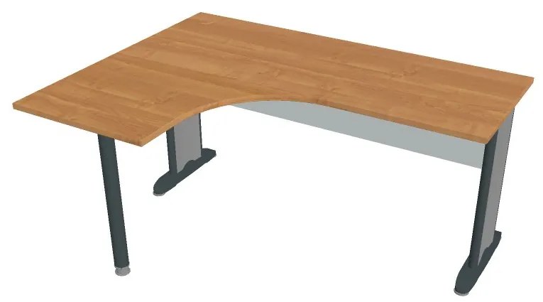 Stůl ergo oblouk pravý 160×120/60 cm - Hobis Cross CE 60 P Dekor stolové desky: olše, Dekor lamino podnože: šedá, Barva nohou: černá