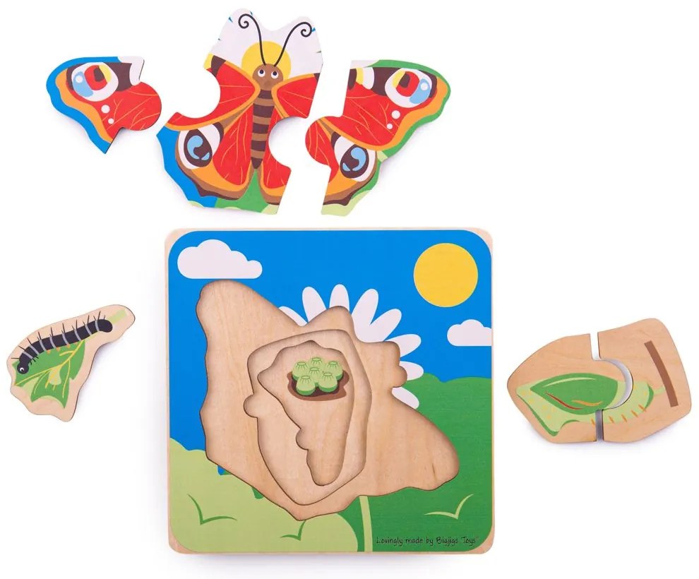 Bigjigs Toys Vkládací puzzle životní cykly motýla