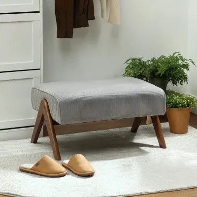 HOMCOM podnožka do obývacího pokoje, nízký taburet, čalouněné sedadlo, dřevěné nohy, pro obývací pokoj a ložnici, 69x47x36 cm, šedá