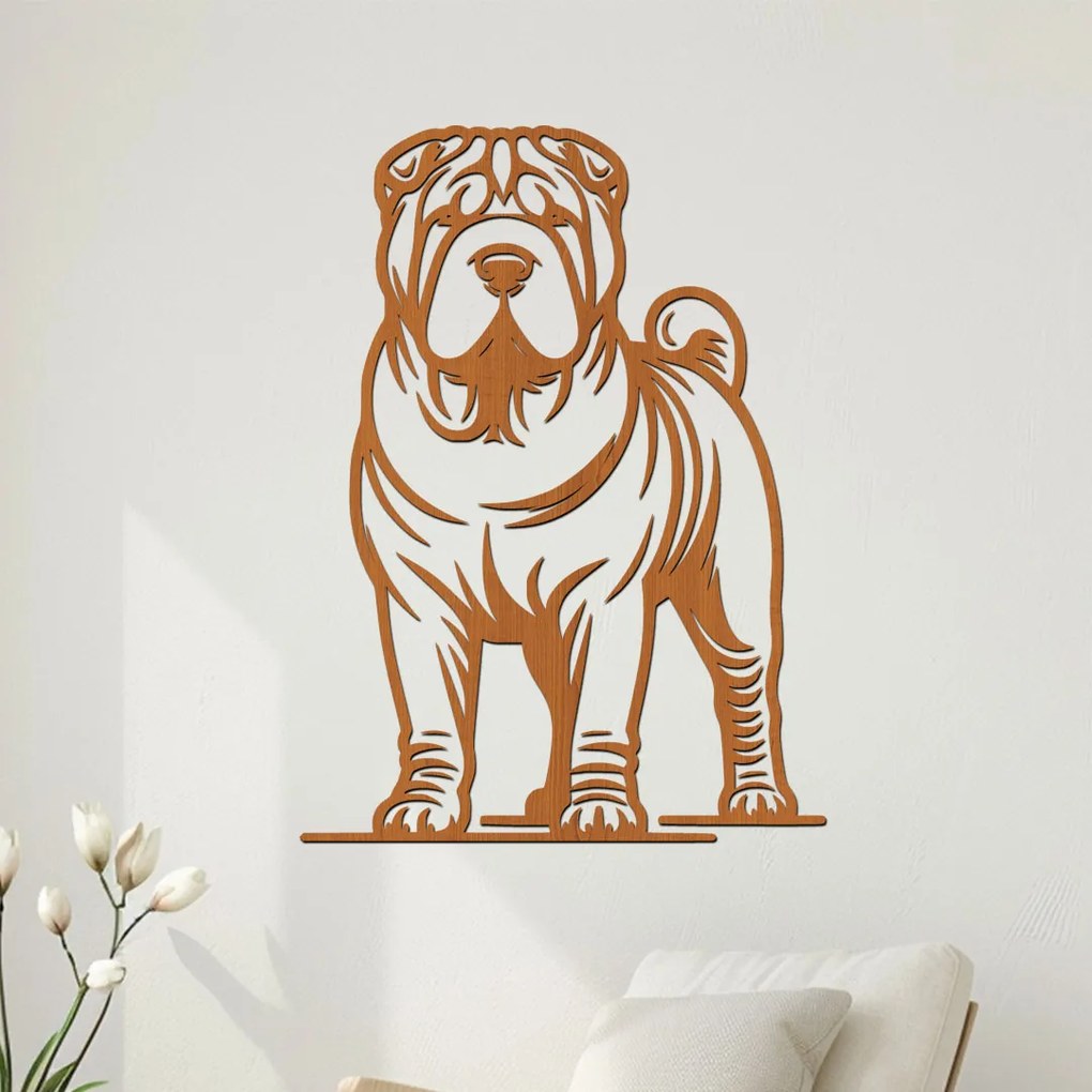 dřevo života Dřevěný obraz psa SHAR PEI Rozměry (cm): 44x60, Zvolte barvu dekoru: Třešeň