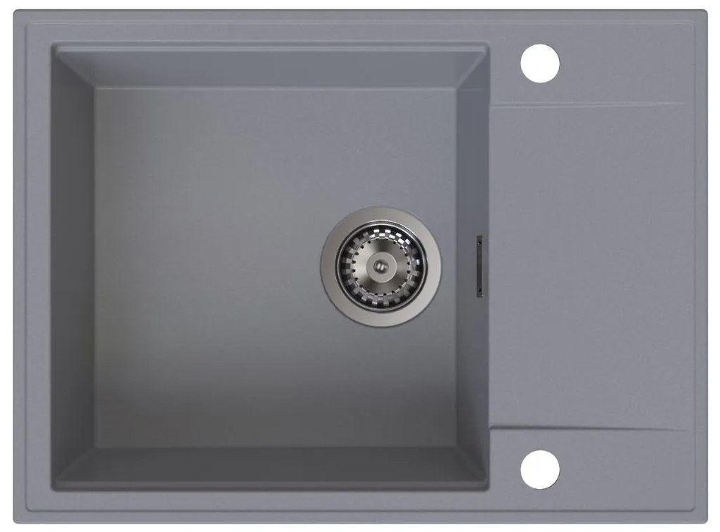 Sink Quality Sink55, kuchyňský granitový dřez 620x460x215 mm + grafitový sifon, šedá, SKQ-SINK.D.1KKO.XB