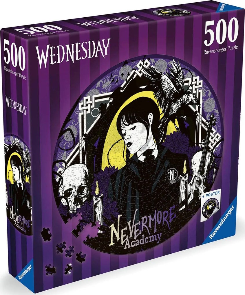 RAVENSBURGER Puzzle kruhové Wednesday 500 dílků 52cm skládačka 2417573
