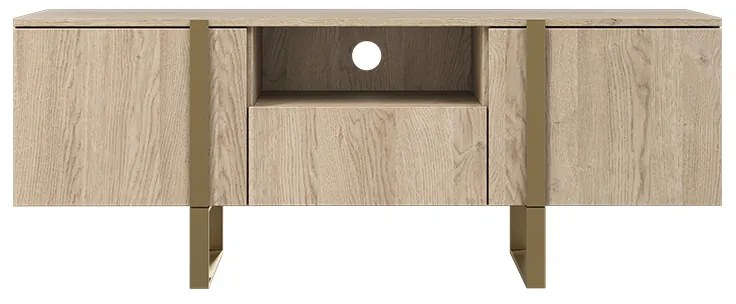 TV stolek Verica 150 cm s výklenkem - dub piškotový / zlaté nožky