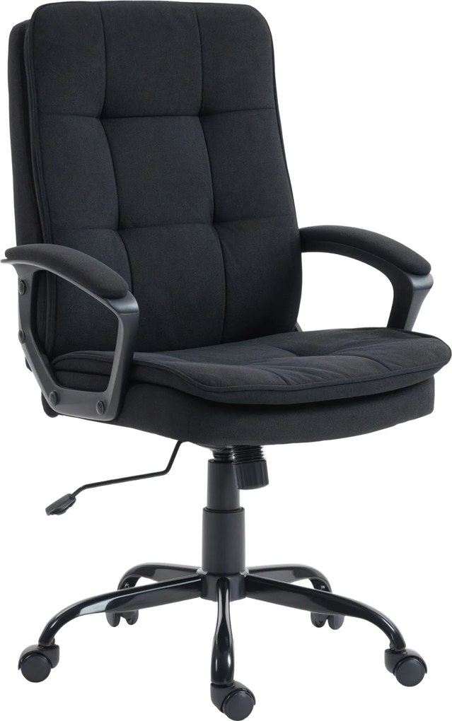 HOMCOM ergonomická kancelářská židle s dvojitým polstrováním – otočná, nastavitelná, s funkcí houpání, nosnost 120 kg, černá | Aosom