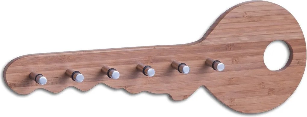 Věšák na klíče KEY, 6 háčku, bambusový, ZELLER