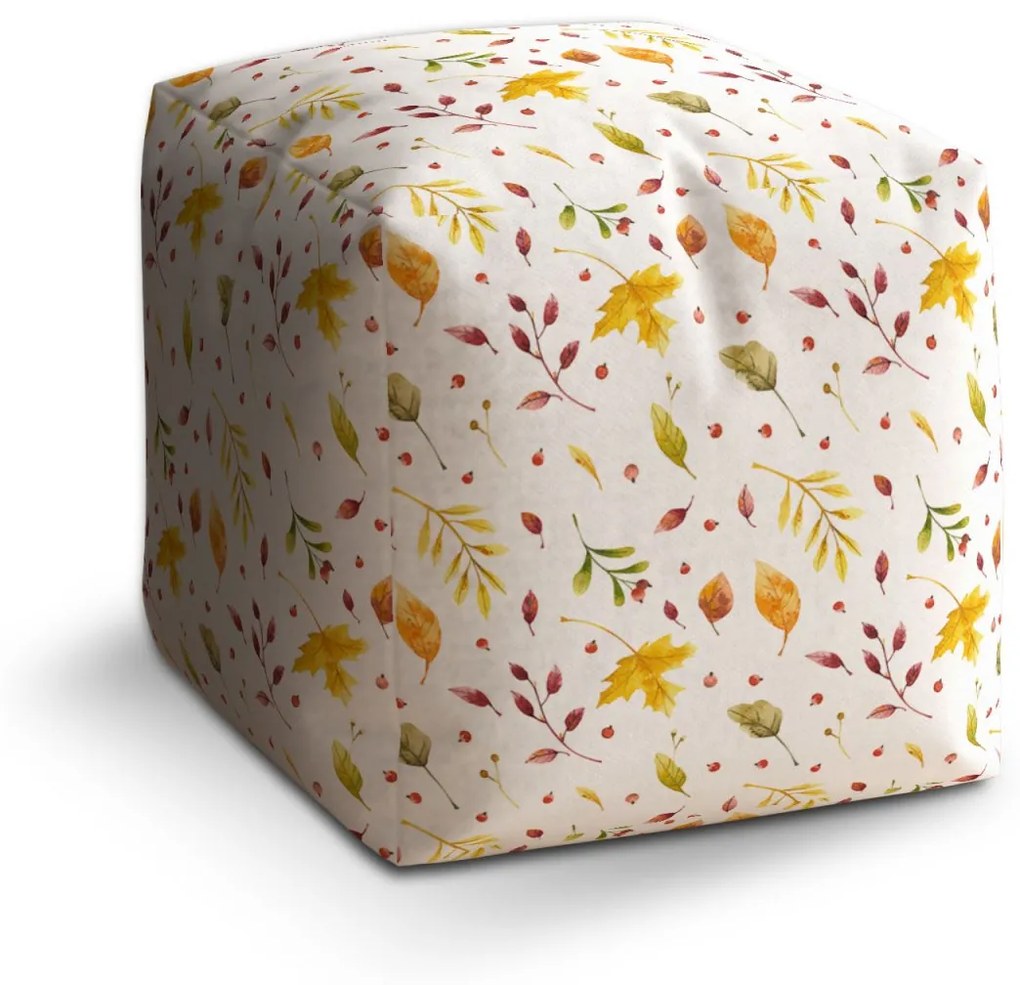 Sablio Taburet Cube Podzimní listí: 40x40x40 cm