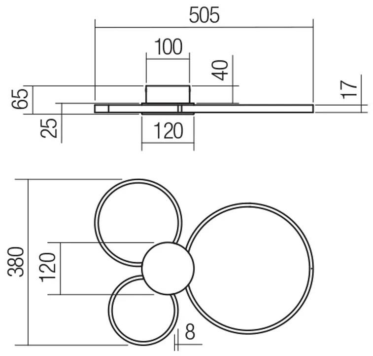 Smarter 01-3105 stropní LED svítidlo Atom, pískově černá, mosaz, 20W, 3000K, 50,5cm