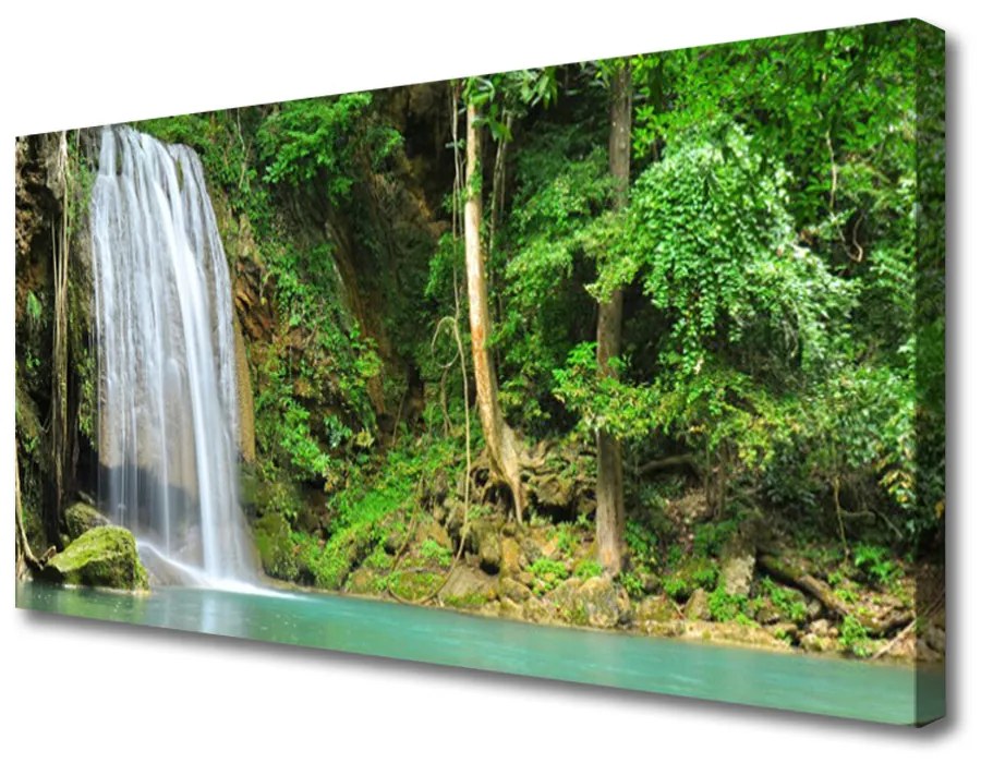 Obraz na plátně Vodopád Les Příroda 100x50 cm