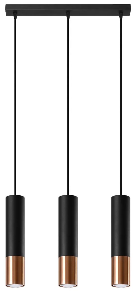 Sollux Lighting Závěsné svítidlo LOOPEZ 3L černá/měď