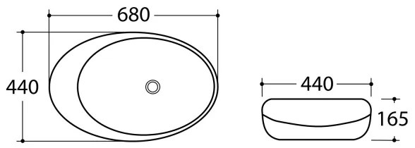 Sapho - Umyvadlo na desku DALMA 68x44 cm grigio