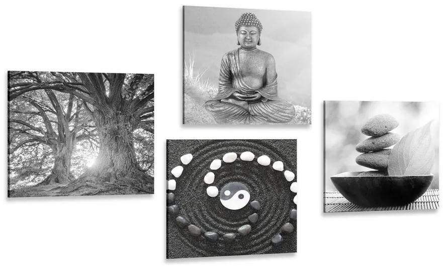 Set obrazů Feng Shui v černobílém stylu Varianta: 4x 60x60
