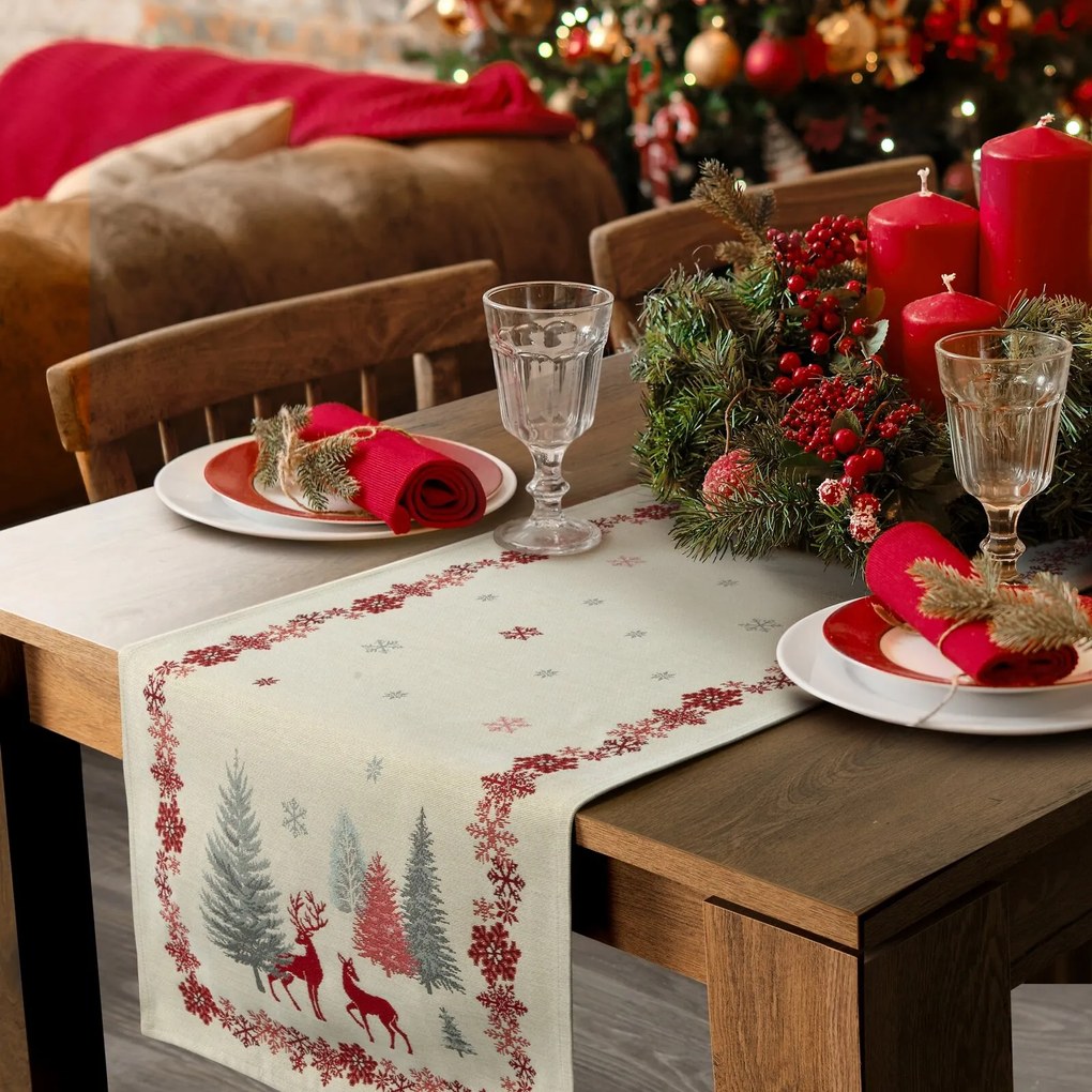 VÁNOČNÍ UBRUS NOEL 45X140 CM VZOROVANÝ
