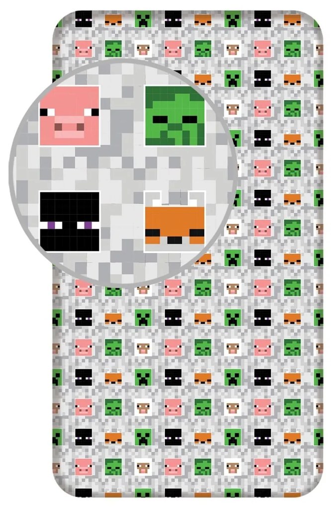 Jerry Fabrics Bavlněné prostěradlo s gumou  90 x 200 + 25 cm - Minecraft "Adventure"